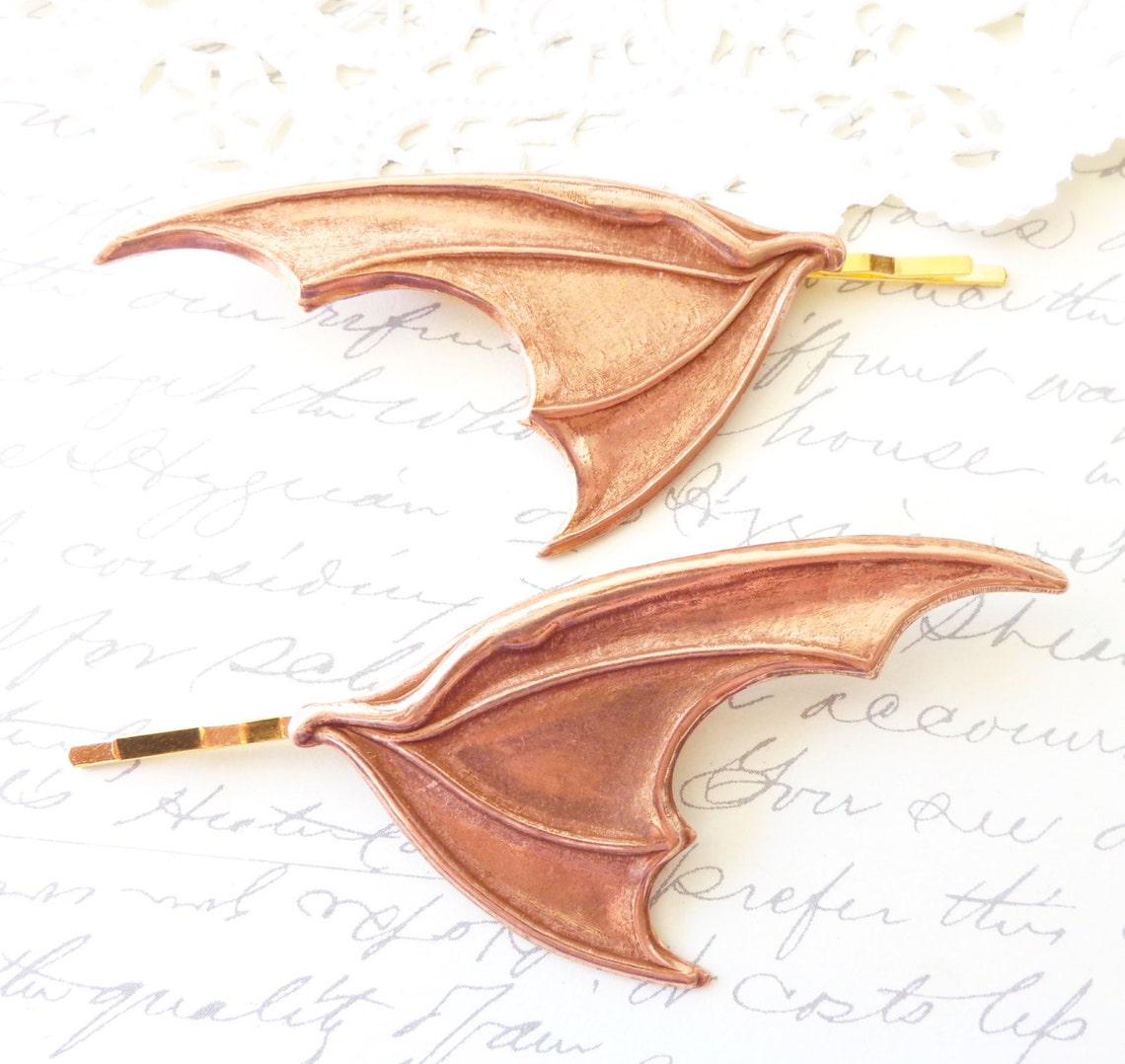 Rose Gold Bat Wing Hair Pins Bat Wing Bobby Pins Bat Wing | Etsy
