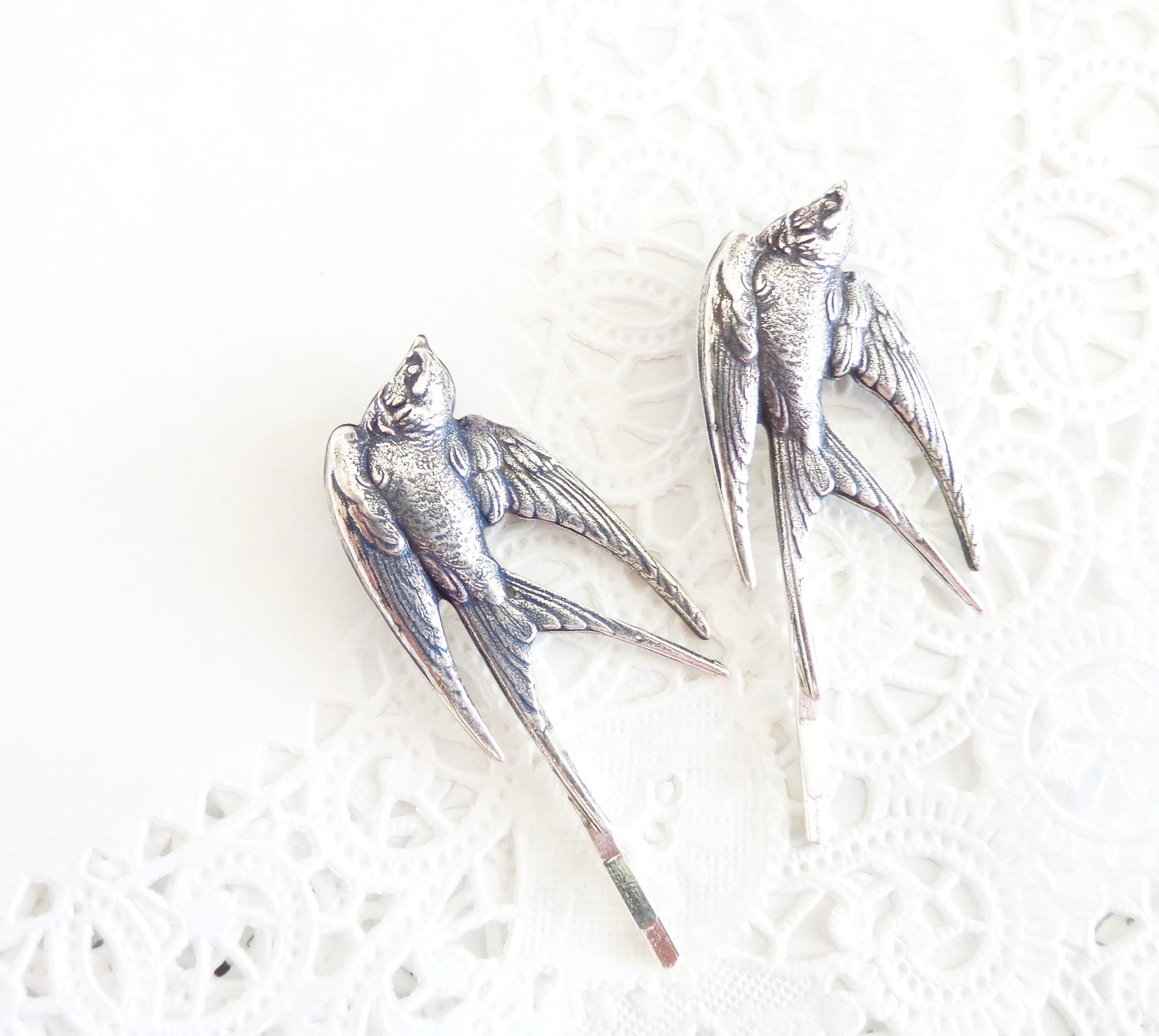Silver Sparrow Hair Pins Bird Hair Pins Swallow Hair Pins - Etsy