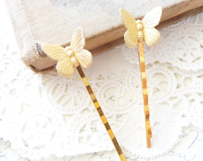 Gold Butterfly Hair Pins - Butterfly Bobby Pins - Butterfly Hair Pin ...