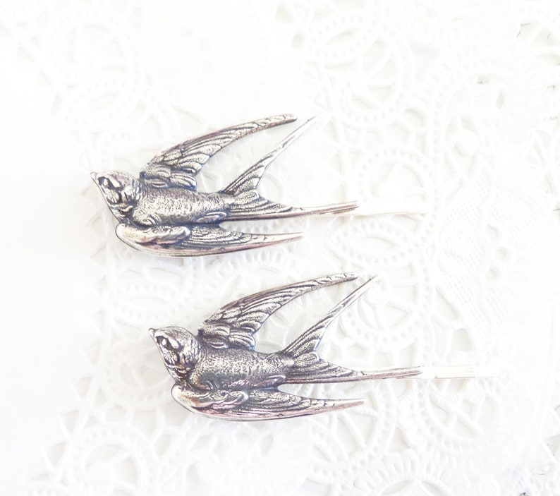 Silver Sparrow Hair Pins Bird Hair Pins Swallow Hair Pins - Etsy