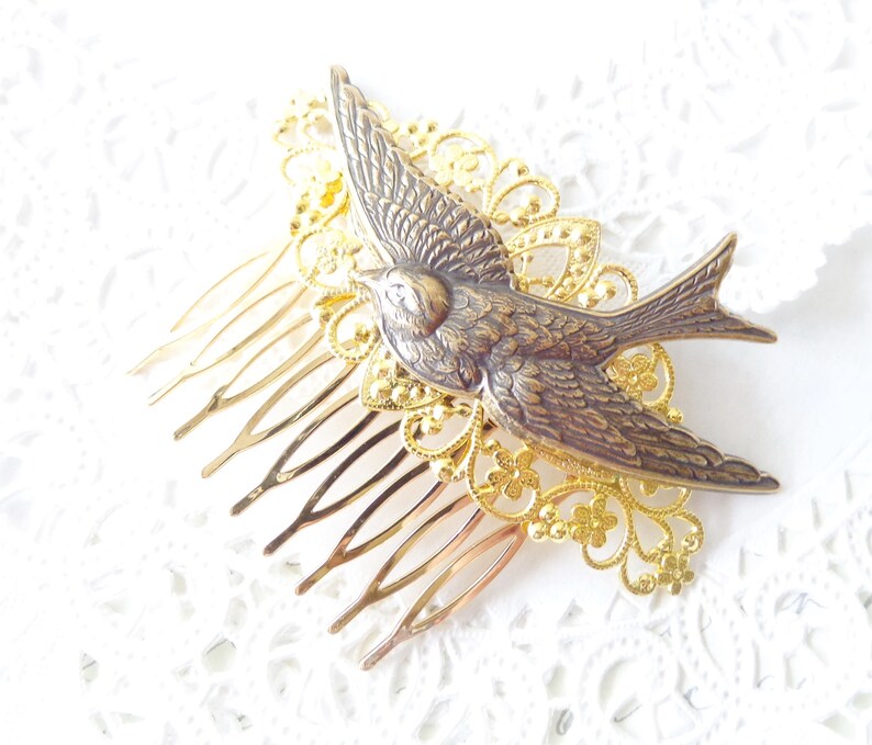Gold Flying Sparrow Hair Comb Flying Swallow Hair Comb Ox - Etsy