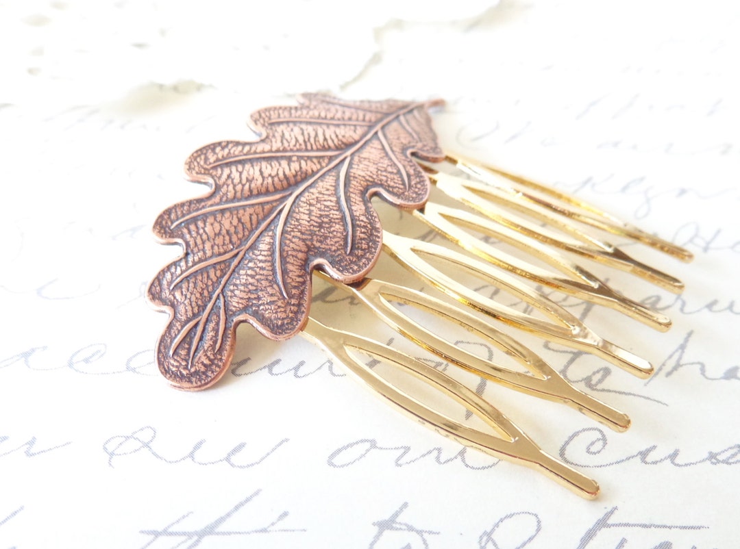 Copper Leaf Hair Comb - Woodland Leaf Hair Comb - Copper Leaf Hair ...