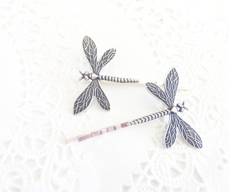 Silver Dragonfly Hair Pins - Dragonfly Bobby Pins - Dragonfly - Dragonfly Moth Fly Wings ...