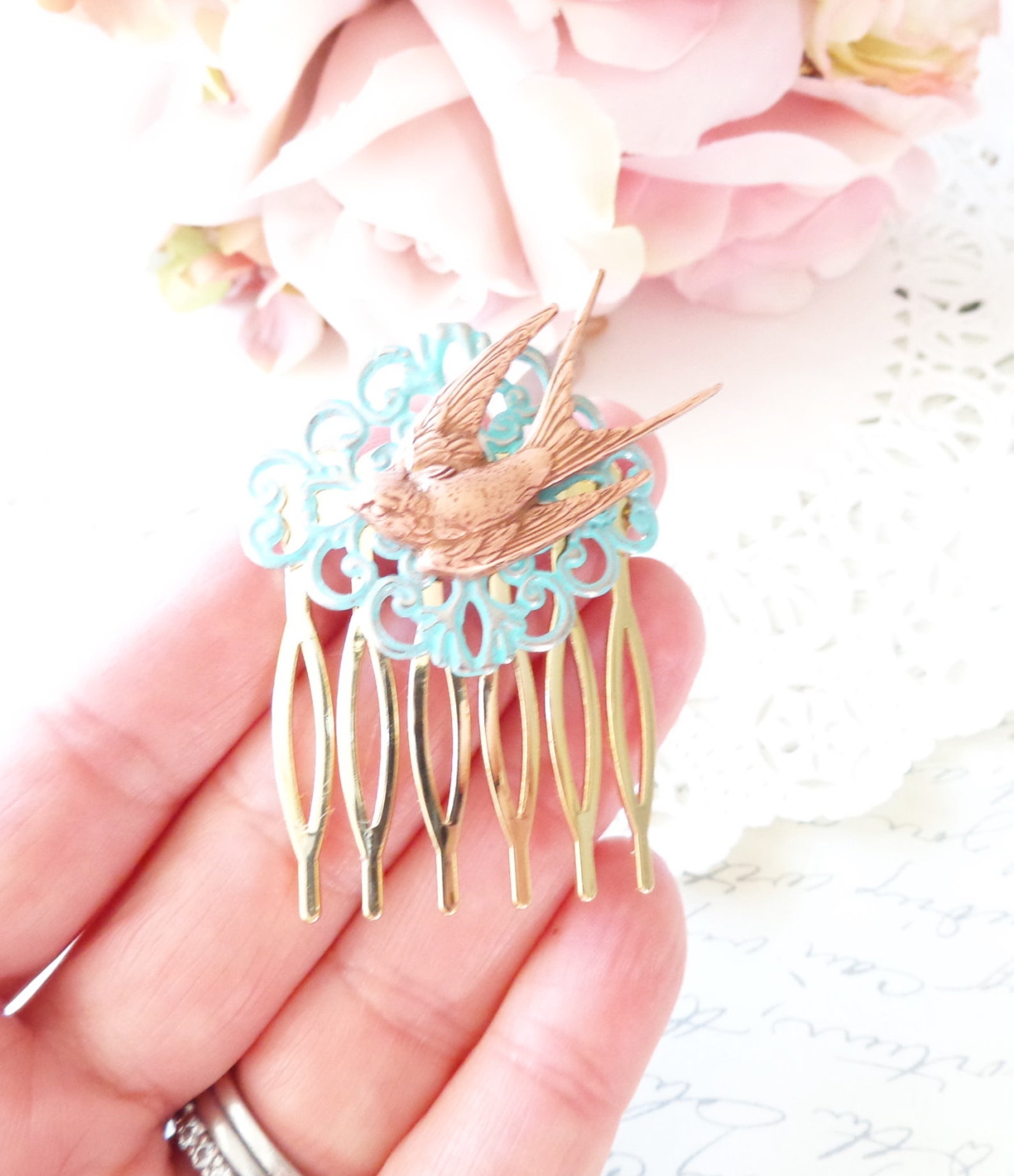 Rose Gold Flying Swallow Hair Comb Sparrow Hair Comb | Etsy
