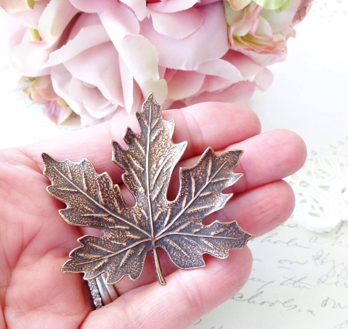 Ox Brass Maple Leaf Hair Clip Pinch Leaf Hair Clip Large - Etsy