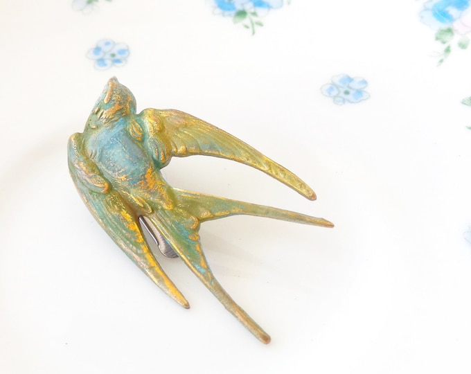 Verdigris Sparrow Hair Clip - Bird Hair Clip - Alligator Bird Clip ...