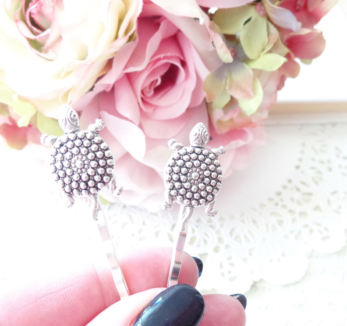Ox Silver Turtle Hair Pins - Turtle Bobby Pins - Tortoise Hair Pins ...