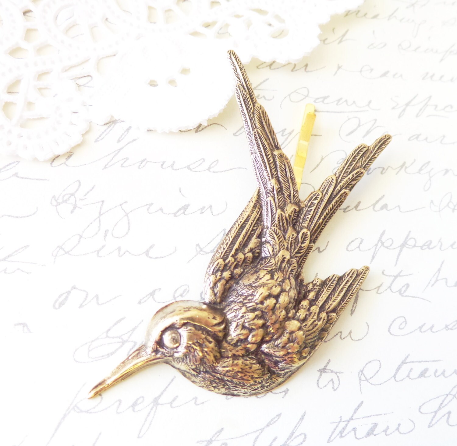 Ox Brass Sparrow Bobby Pin Swallow Hair Pin Woodland Hair | Etsy