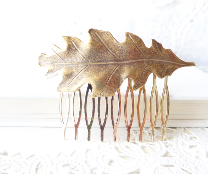 Golden Ox Brass Leaf Hair Comb Oak Leaf Hair Comb Woodland - Etsy