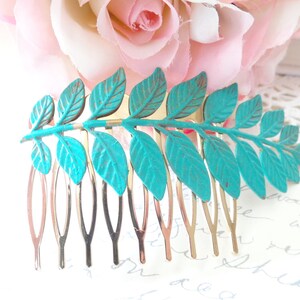 Verdigris Leaf Branch Hair Comb - Woodland Branch Hair Comb - Verdigris ...