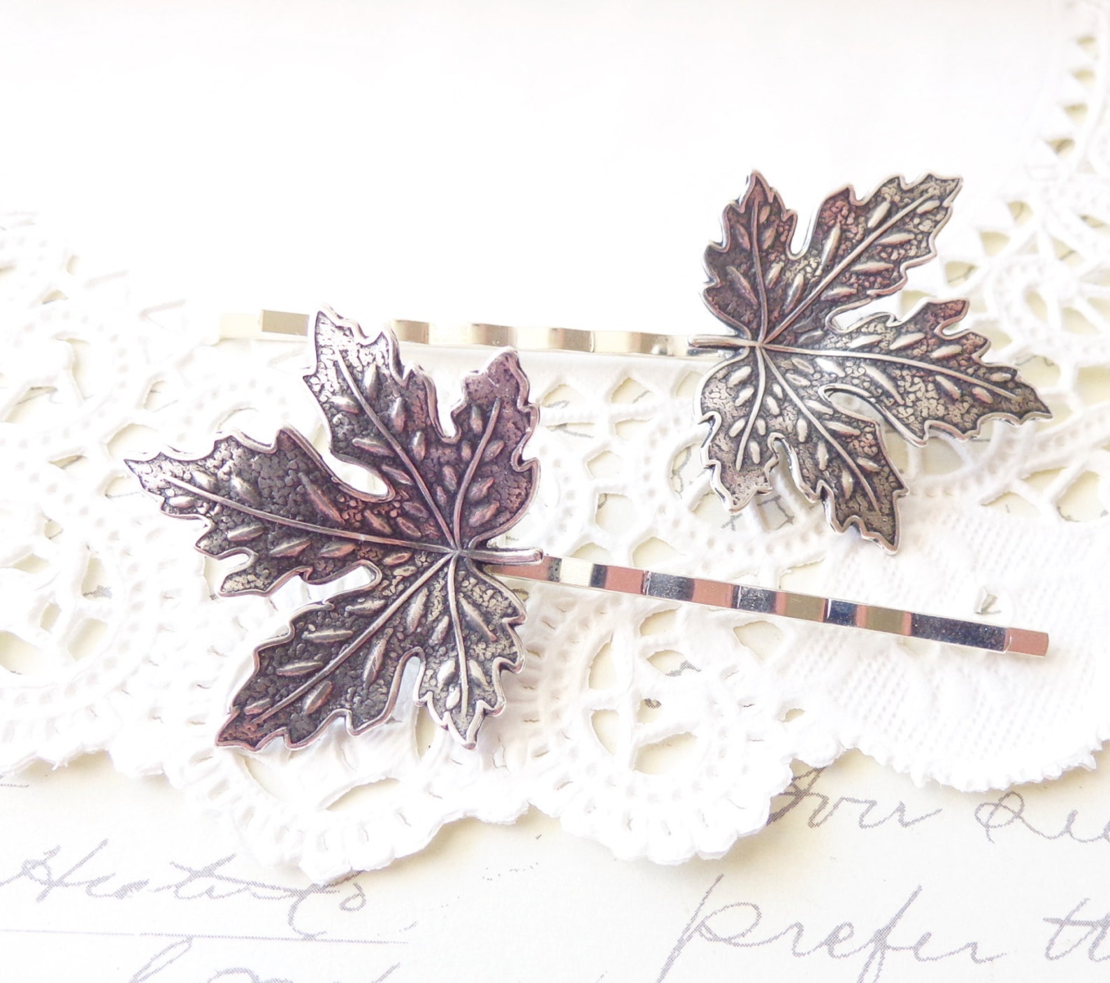 Ox Silver Maple Leaf Hair Pin Set Maple Leaf Bobby Pins - Etsy