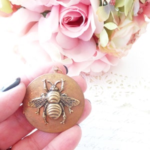 Copper Bee Locket - Bumble Bee Locket - Bumblebee - Round Locket ...