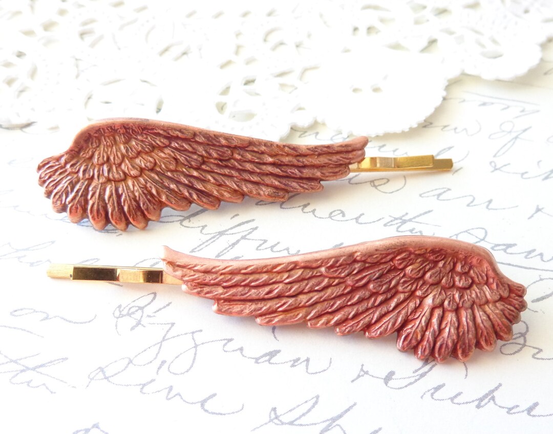 Rose Gold Feather Hair Pins - Angel Wing Bobby Pins - Rose Gold Feather ...
