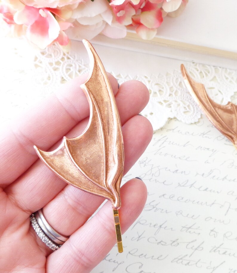 Rose Gold Bat Wing Hair Pins Bat Wing Bobby Pins Bat Wing | Etsy