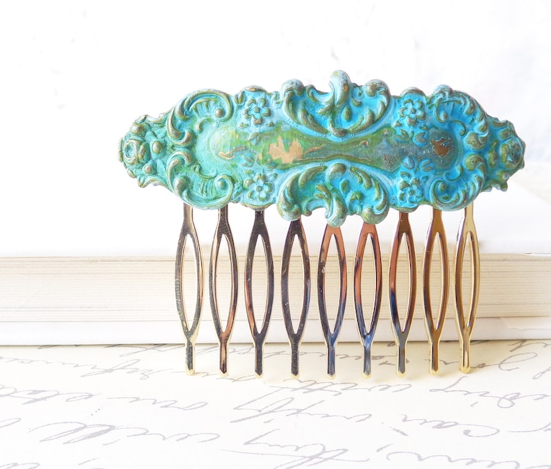 Verdigris Floral Hair Comb - Woodland Collection - Whimsical - Nature ...