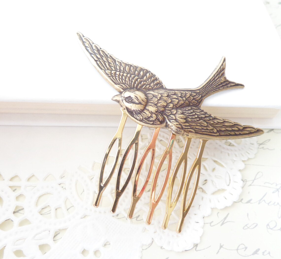 Ox Brass Flying Sparrow Hair Comb Swallow Hair Comb Flying - Etsy