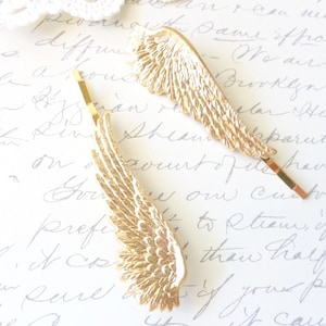 Golden Feather Hair Pins - Angel Wing Bobby Pins - Gold Feather Hair ...