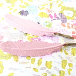Pink Enamel Feather Hair Bobby Pins - Enamel Hair Pins - Woodland ...