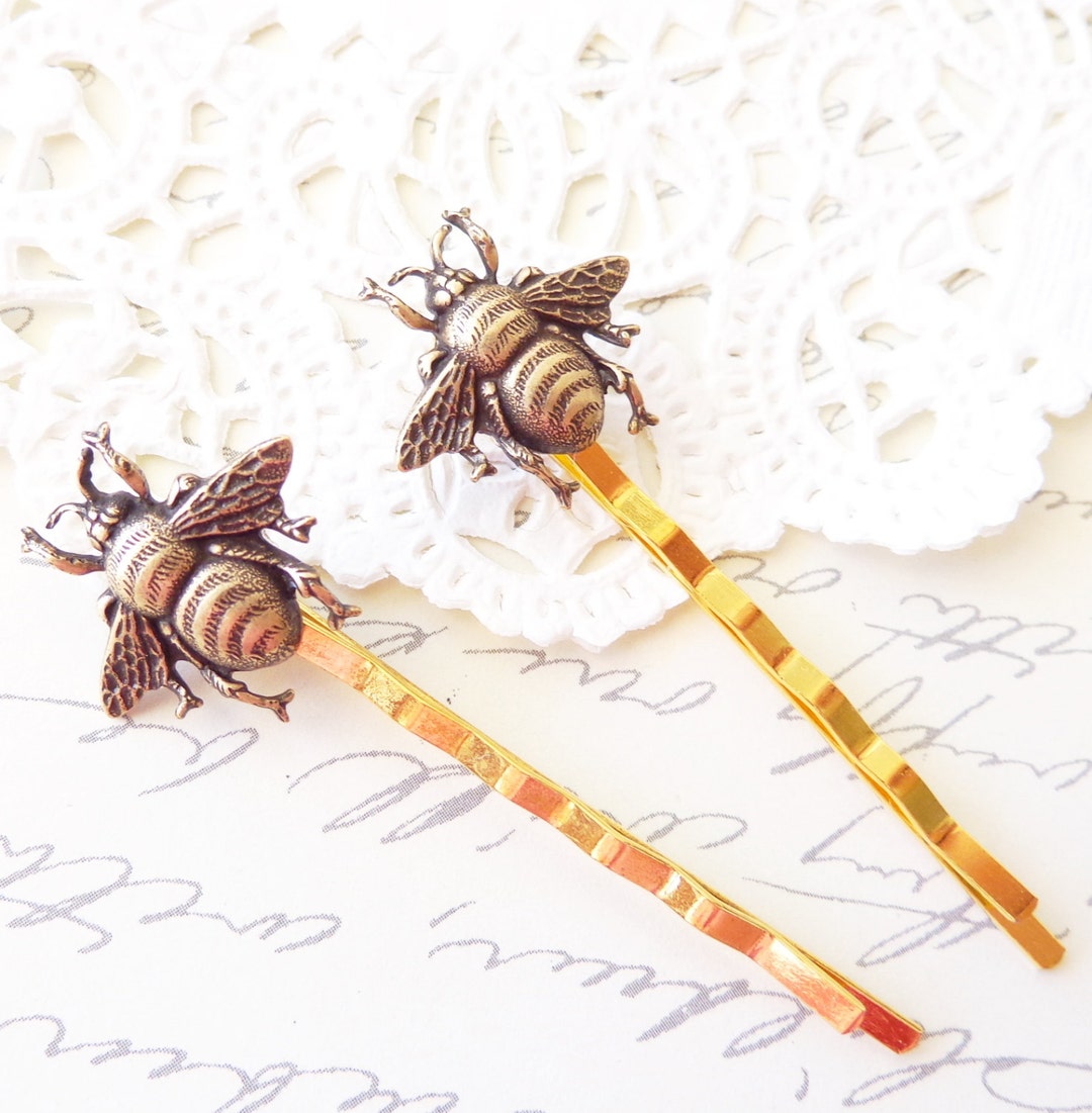 Golden Ox Brass Bumble Bee Hair Pins - Bumble Bee Bobby Pins ...