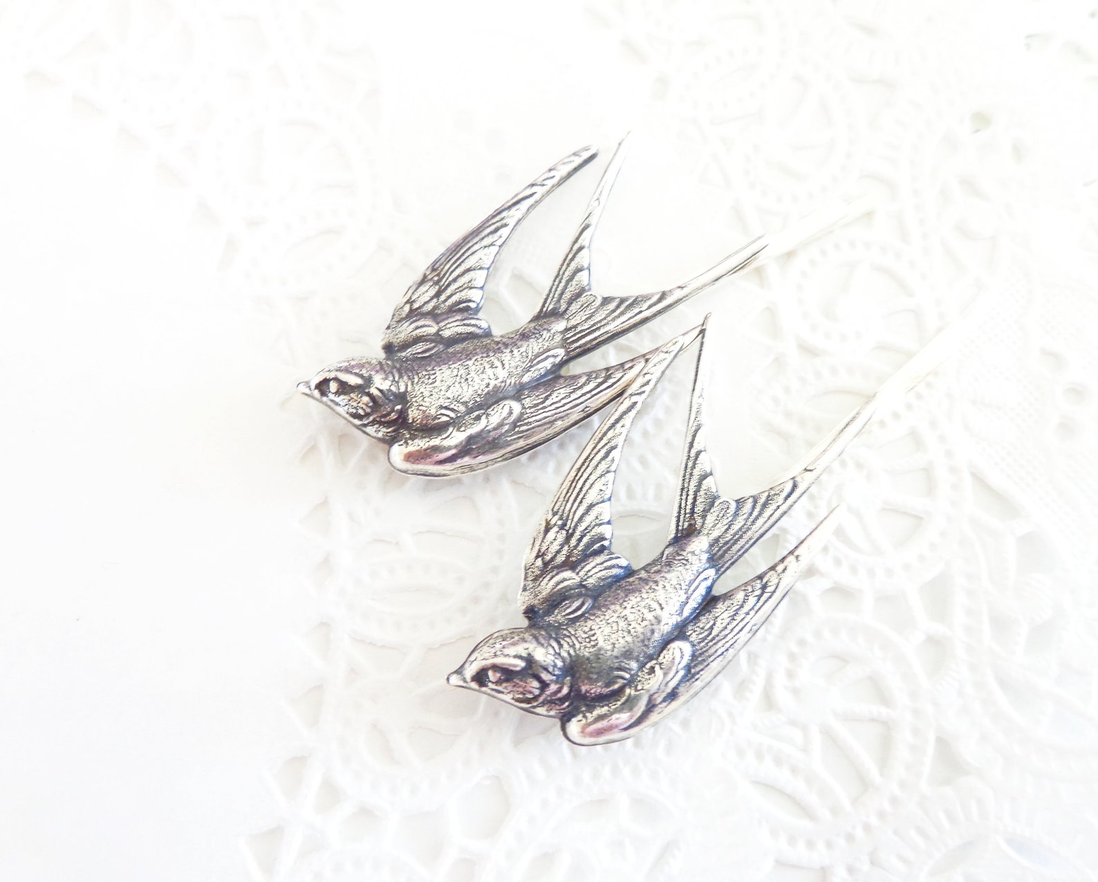Silver Sparrow Hair Pins Bird Hair Pins Swallow Hair Pins - Etsy