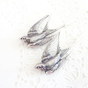 Silver Sparrow Hair Pins - Bird Hair Pins - Swallow Hair Pins - Sparrow ...