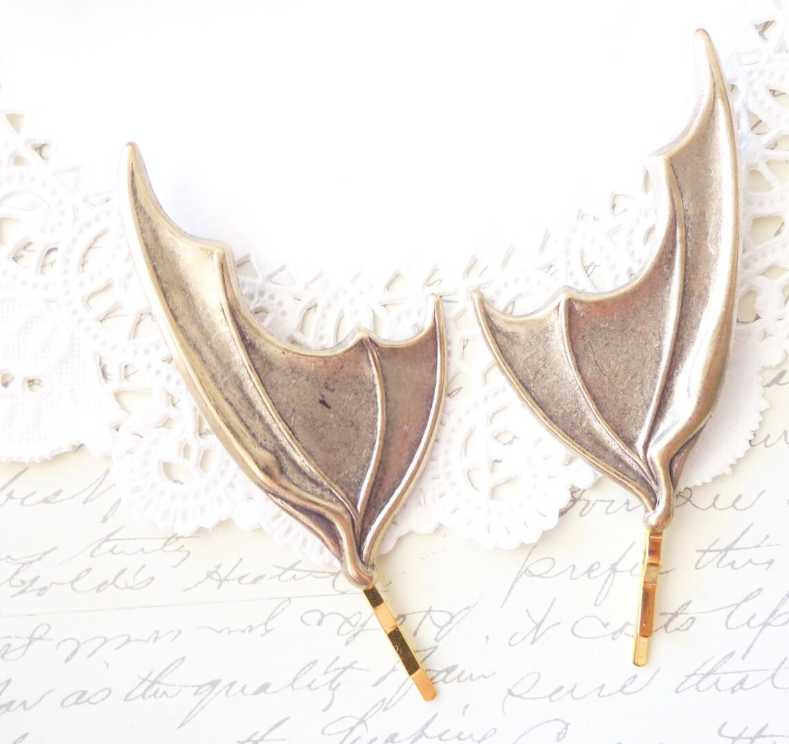 Ox Brass Bat Wing Hair Pins Bat Wing Bobby Pins Bat Wing | Etsy