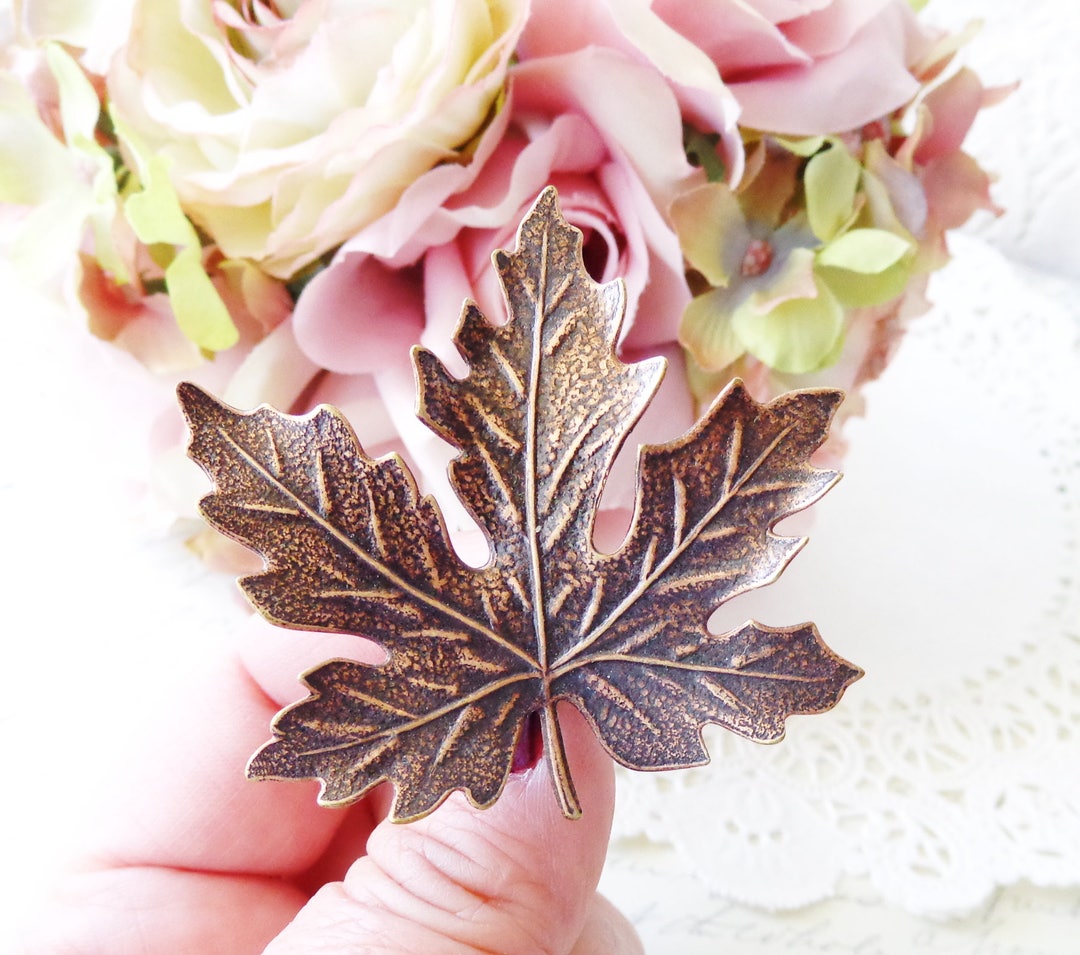 Ox Brass Maple Leaf Hair Clip - Pinch Leaf Hair Clip - Large Maple Leaf ...
