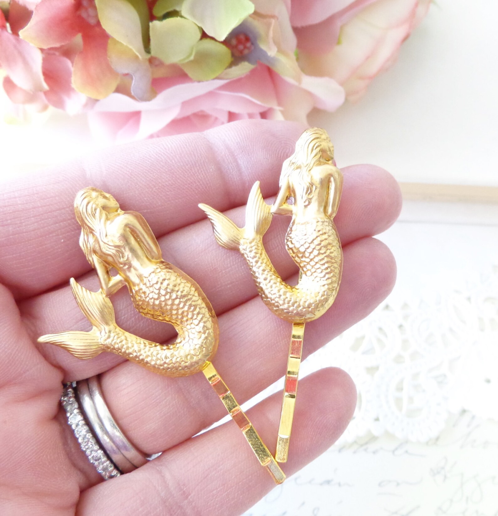 Gold Mermaid Hair Pins Mermaid Bobby Pin Set Mermaid Beach - Etsy