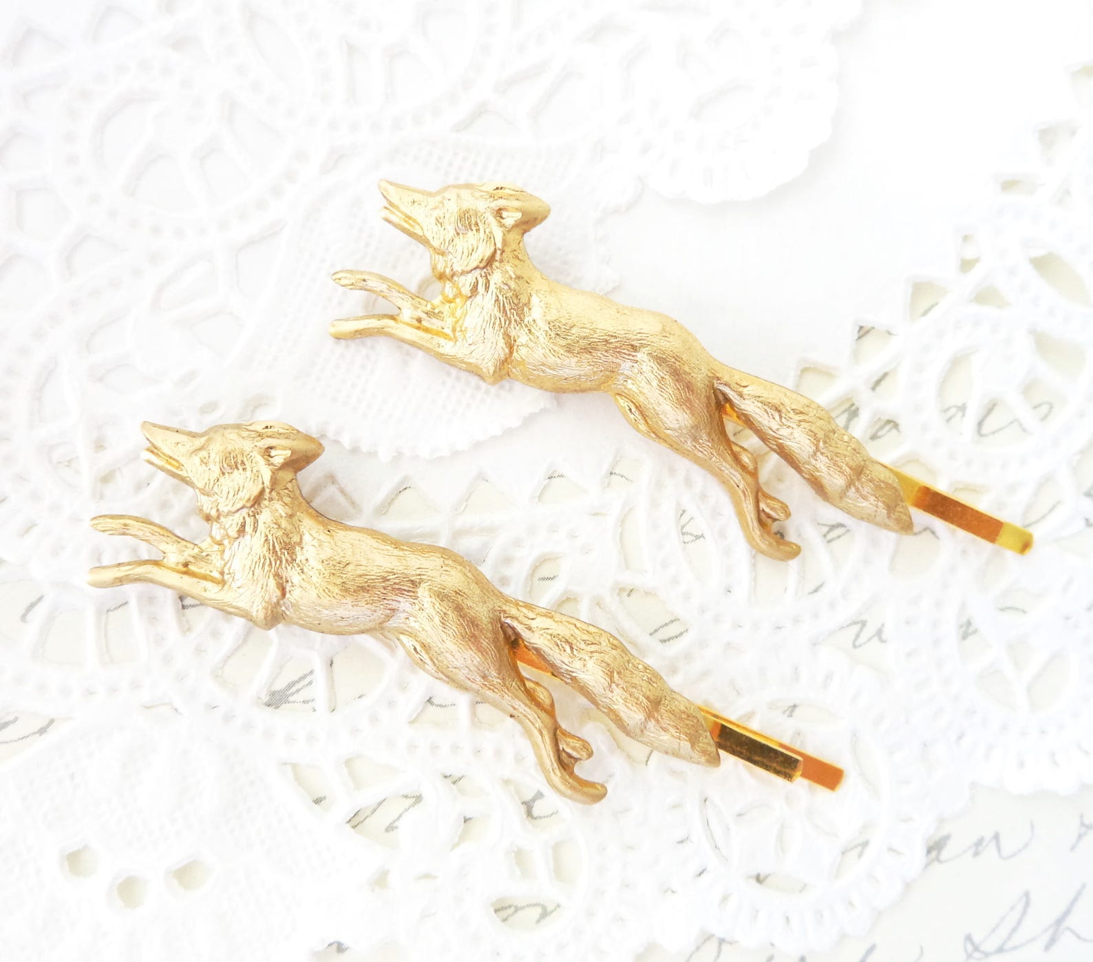 Golden Fox Bobby Pins Fox Hair Pins Woodland Hair Pin Set - Etsy