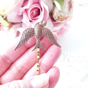 Copper Sparrow Hair Pin - Copper Swallow Bobby Pin - Woodland ...