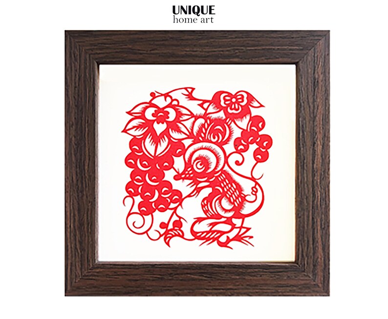 Uniquehomeart Collection of Folk Art Chinese Zodiac Rat Cut Paper ...