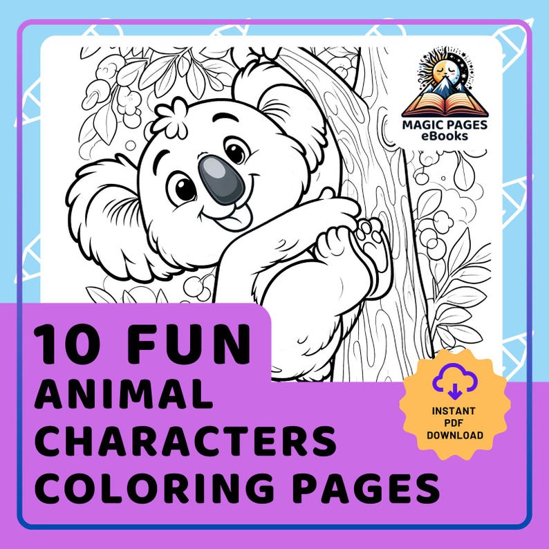 10 Fun Animal Characters Coloring Pages for Kids - Printable Activity ...
