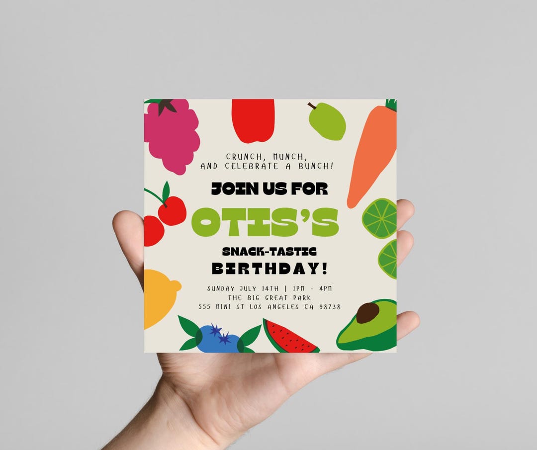 Editable ANY AGE Cute Food Snack Birthday Invitation Kids Birthday ...