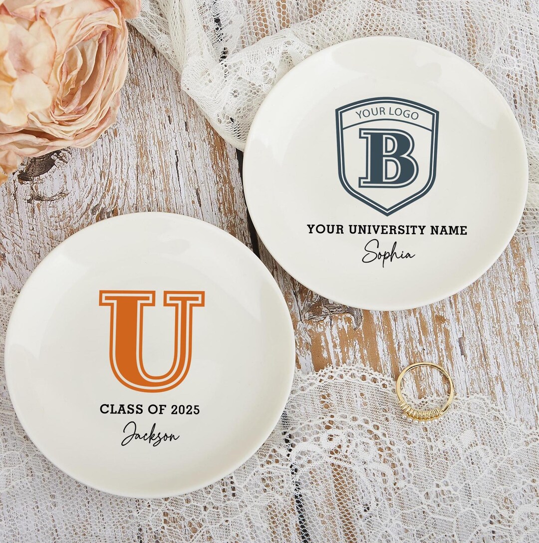 Graduation Jewelry Dish, Custom College Jewelry Dish With Logo, College ...