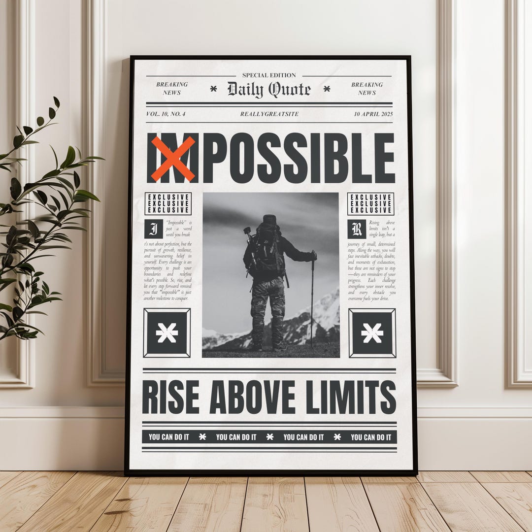 Vintage Black and White Motivational Poster - Etsy