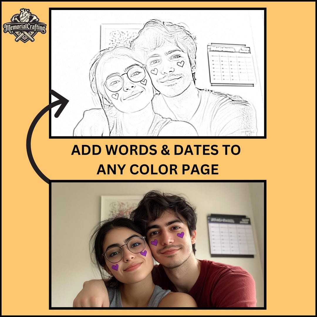 Custom Photo Coloring Pages, Personalized Pic Coloring Page, Photo to ...