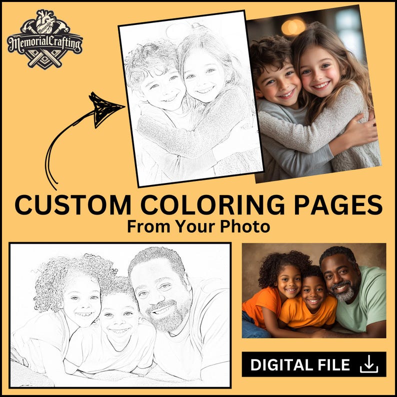 Custom Coloring Page From Photo, Personalized Coloring Page, Customized ...
