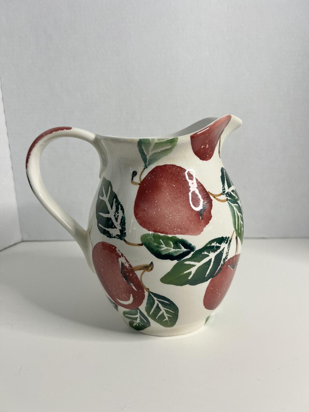 Vtg La Ceramica VBC Nove Pitcher Vase Apples Leaves Made in Italy ...