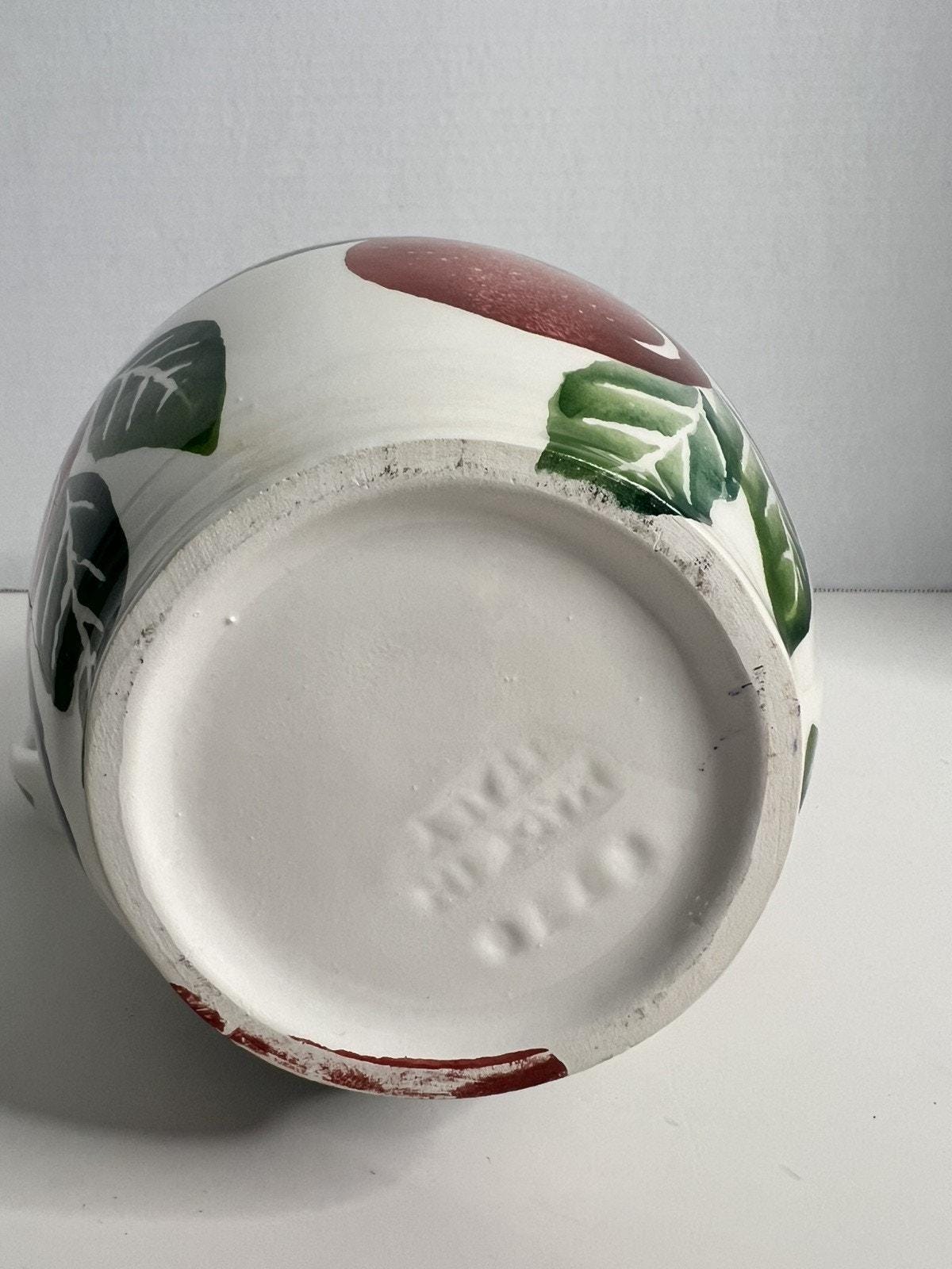 Vtg La Ceramica VBC Nove Pitcher Vase Apples Leaves Made in Italy ...