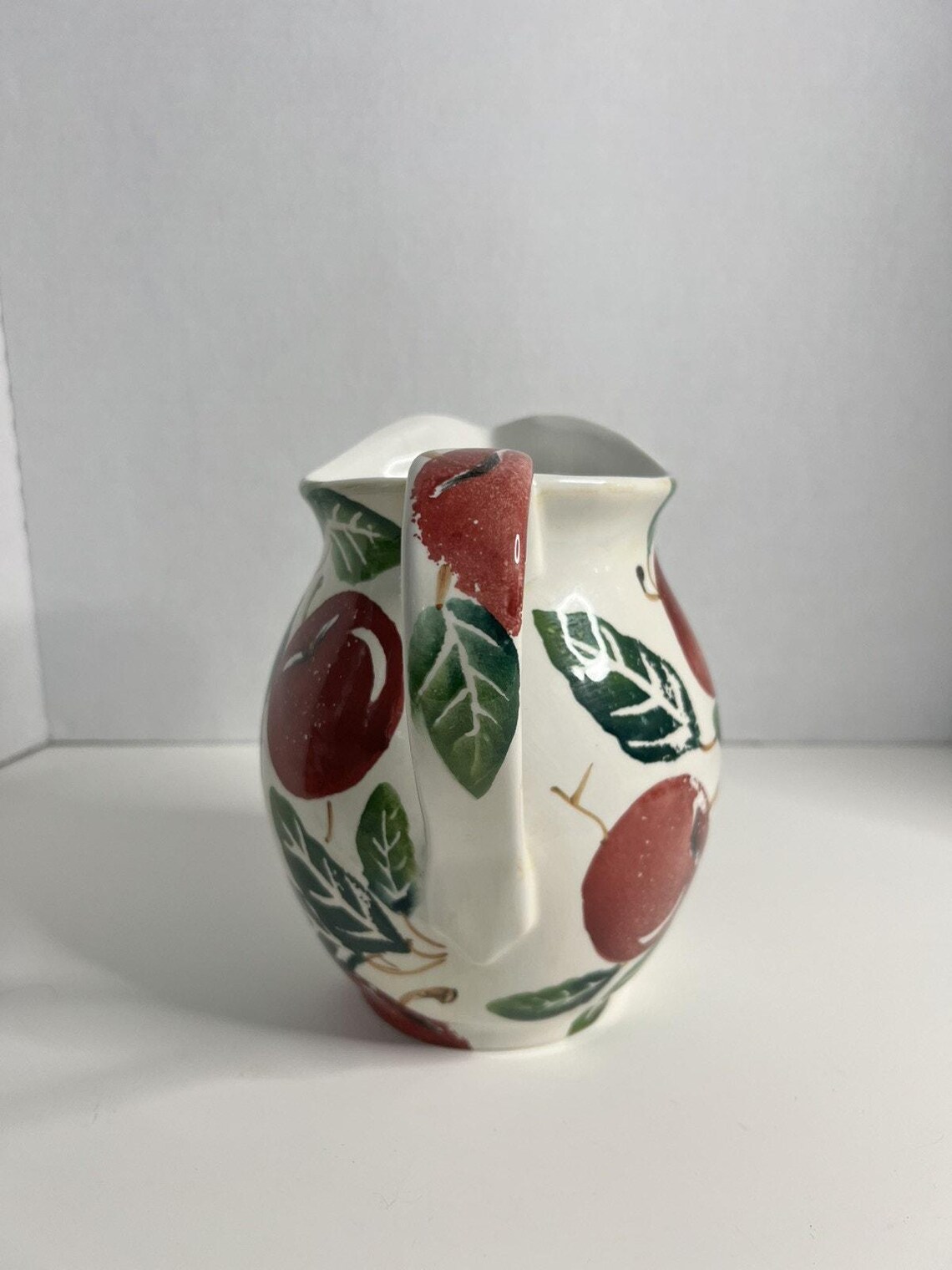 Vtg La Ceramica VBC Nove Pitcher Vase Apples Leaves Made in Italy ...