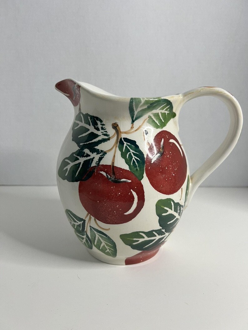Vtg La Ceramica VBC Nove Pitcher Vase Apples Leaves Made in Italy ...