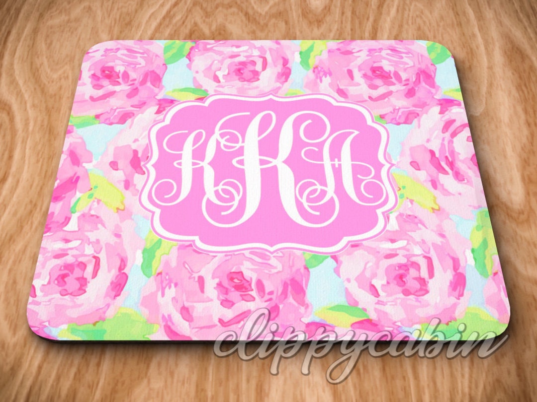 Monogram Mouse Pad Monogram Mousepad Roses Mousepad Custom Mousepad ...