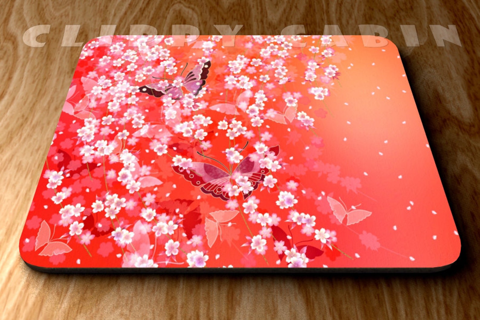 Mouse Pad Japanese Sakura Flowers Mousepad Butterflies Cherry Blossoms ...