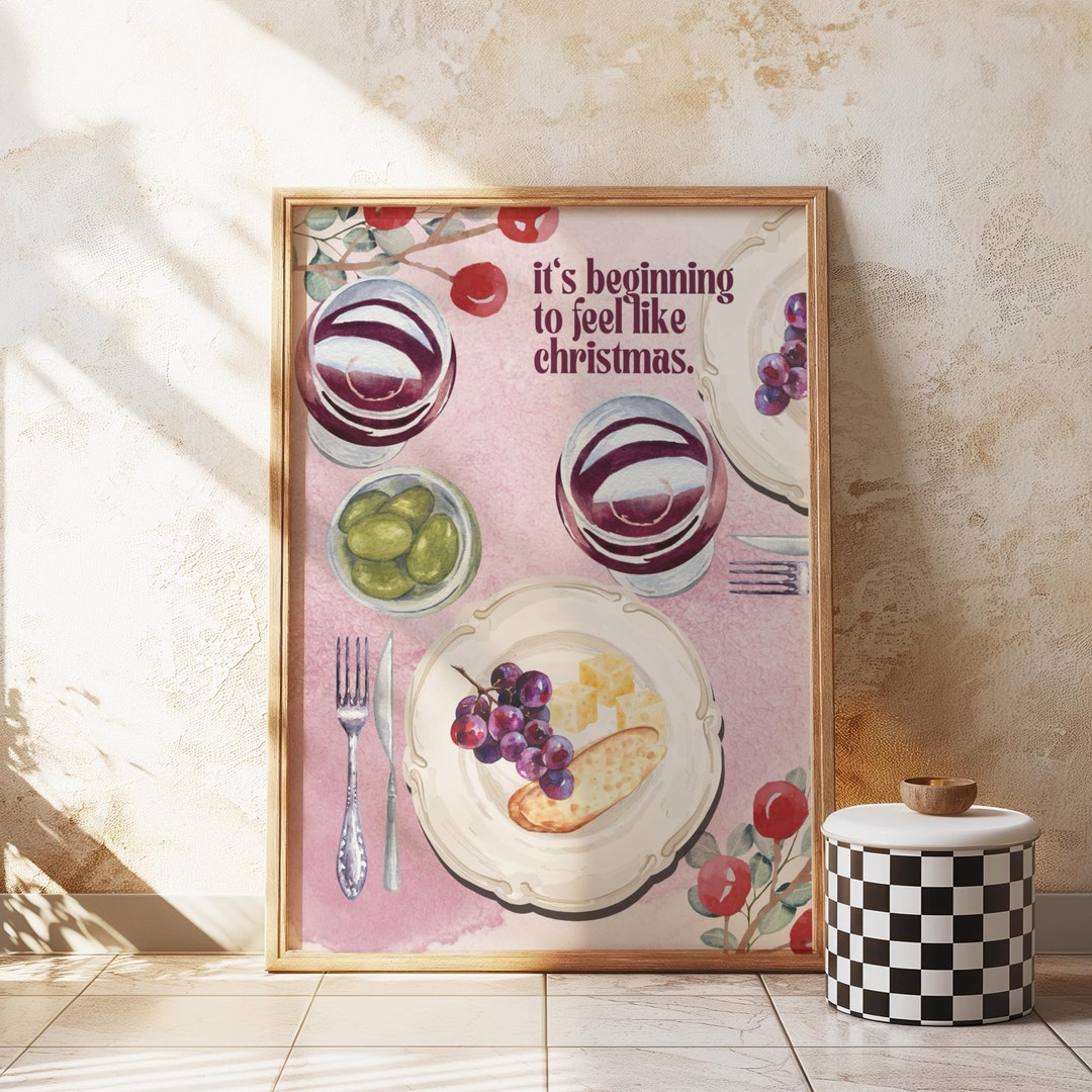 Kitchen Wall Art Dinner Table Poster Trendy Kitchen Print Christmas ...
