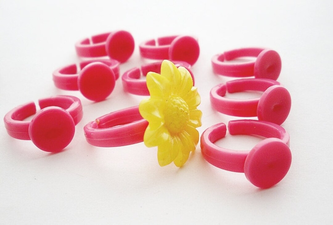 Children's Ring Blank Acrylic Pink(10) - Etsy