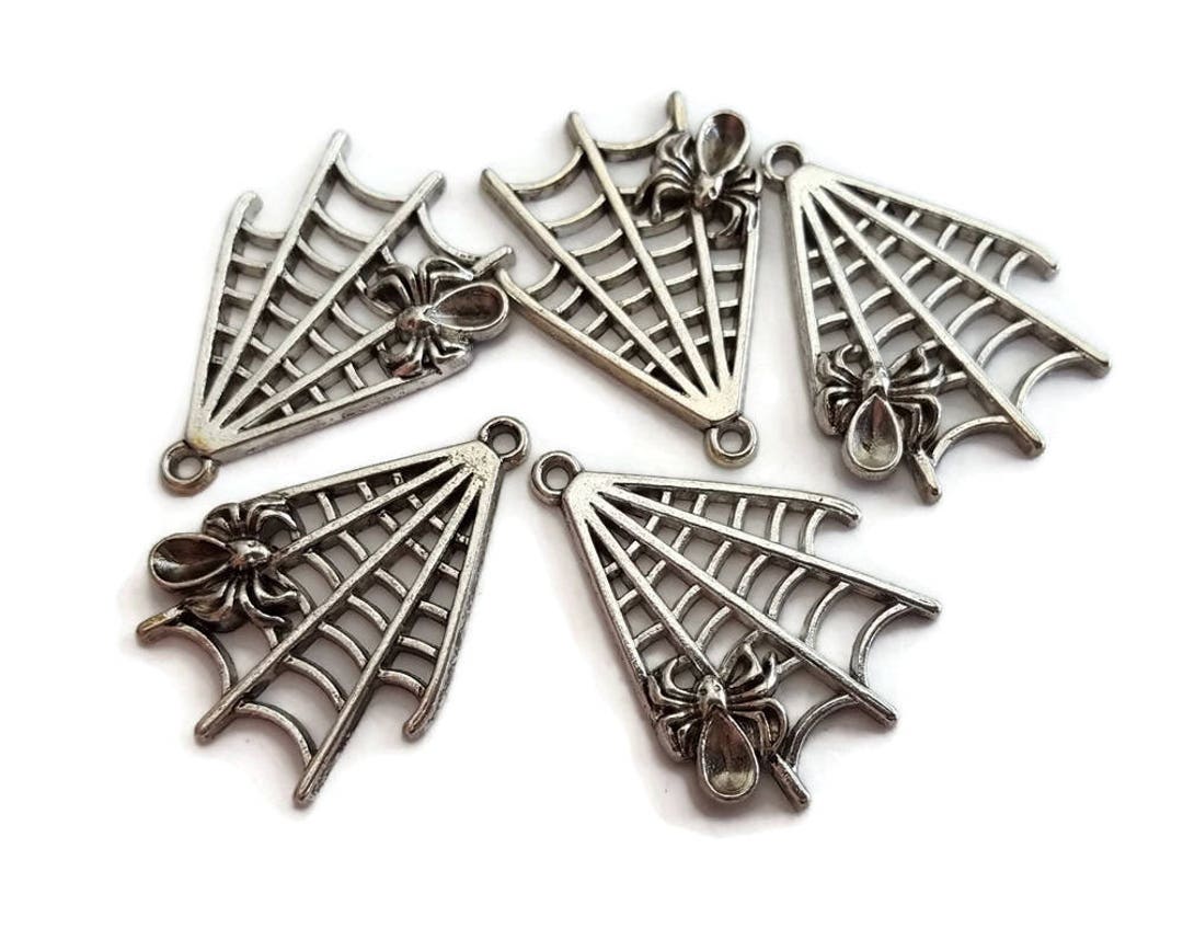 4 Spider Web Charms Antique Silver Tone 35mm X 22mm - Etsy