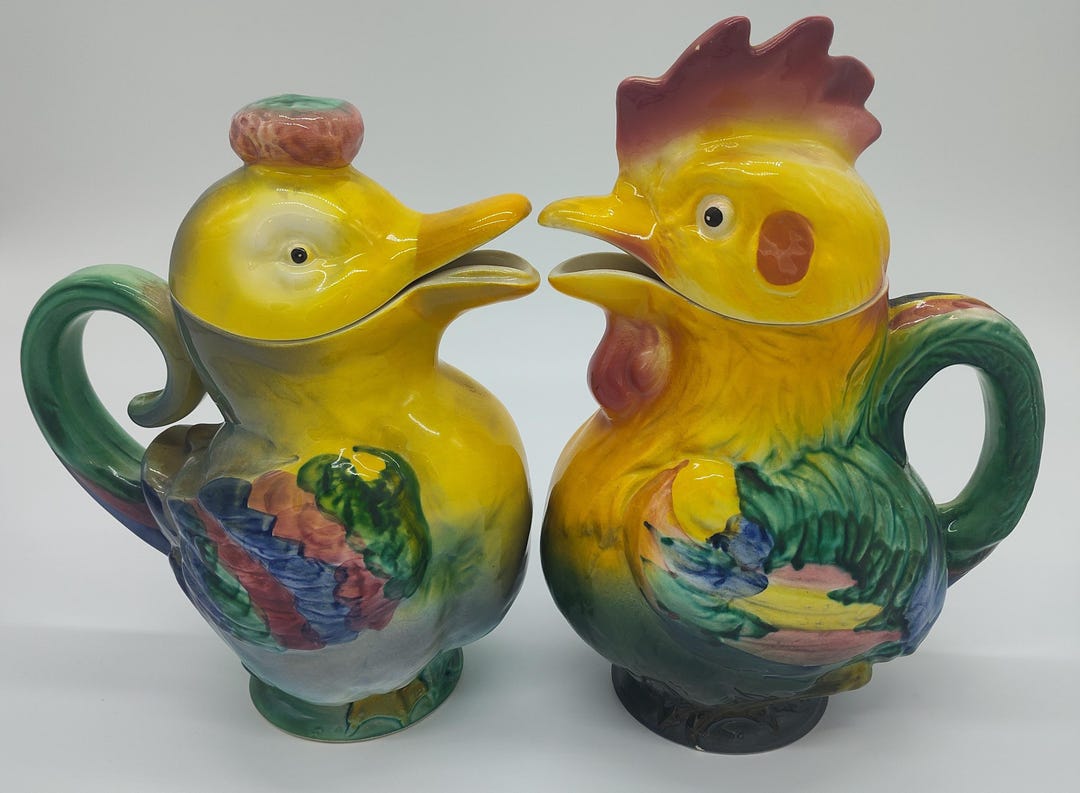 Vintage Rooster Hen Pitcher Teapot Western Germany - Etsy