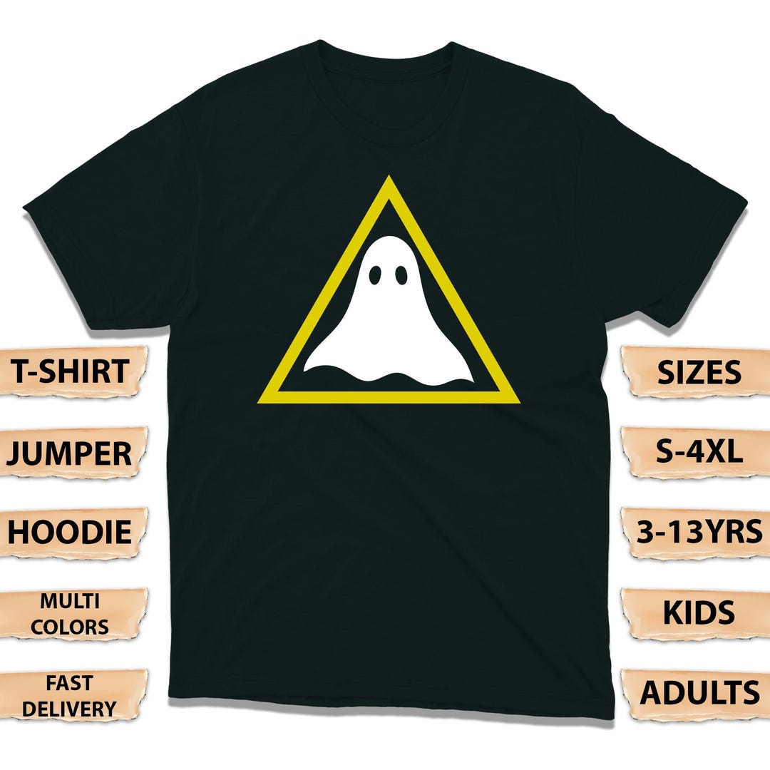 Funny Ghost Warning Sign T-shirt, Spooky Haunted Hazard Jumper ...
