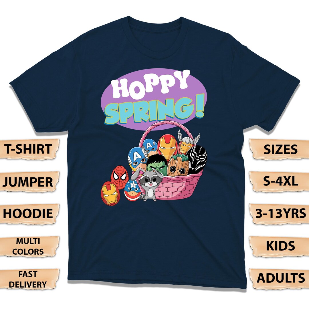 Marvel Avengers Easter Bunny T-shirt, Hoppy Spring Superhero Egg Jumper ...