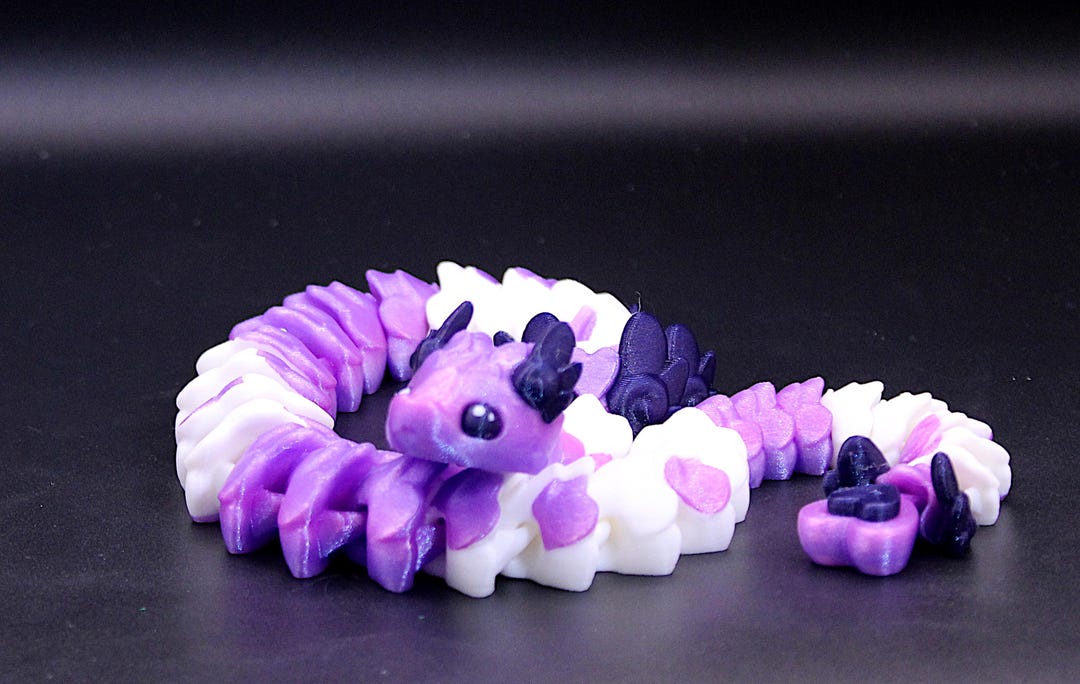 Cupid Snake – 3D Printed Articulated Fantasy Serpent, Purple & White ...